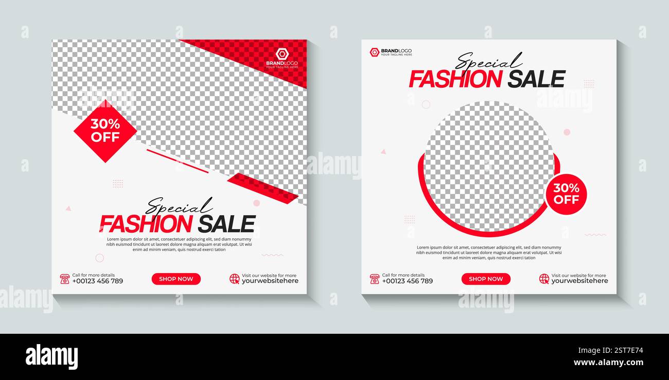 Fashion sale and discount promotion, social media post or web banner ad ...