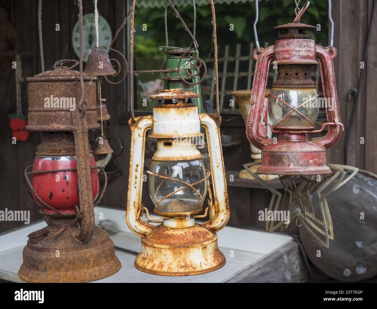 Three antique metal lanterns hi-res stock photography and images - Alamy