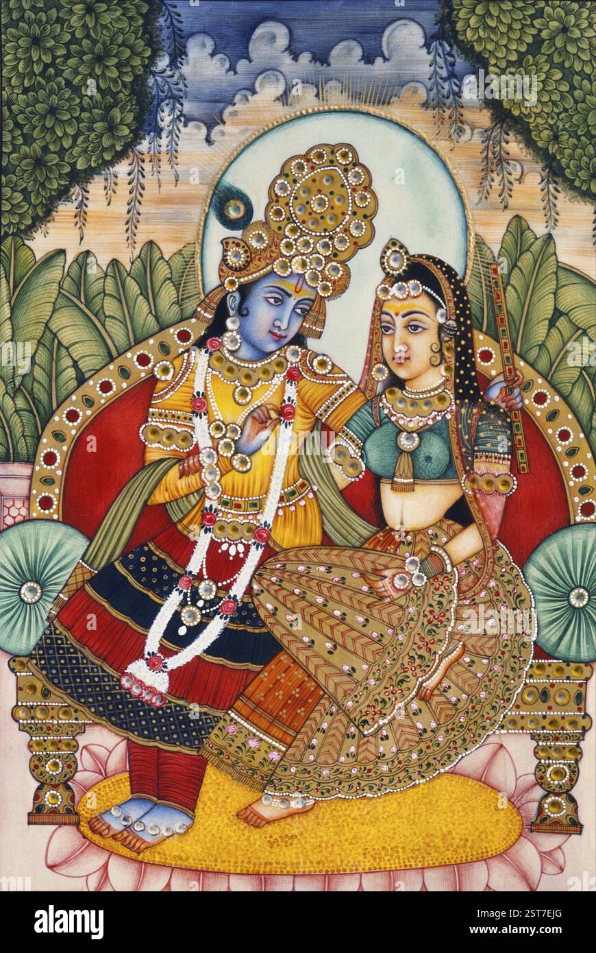 Radha Krishna miniature painting on ivory Stock Photo - Alamy