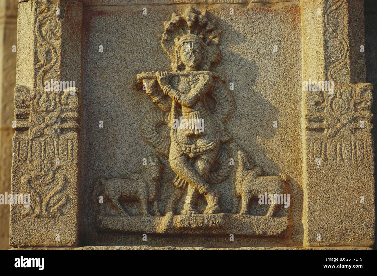 Lord Krishna playing flute in Bal Krishna temple 1515, Hampi, Hospet ...