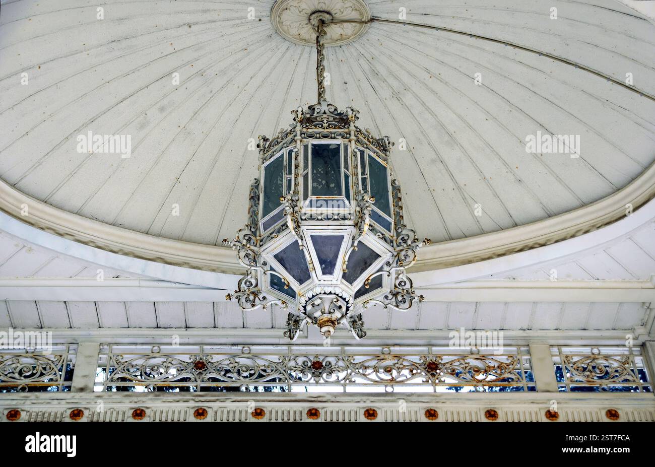 Historical lantern in front of the entrance to the Hermesvilla built ...