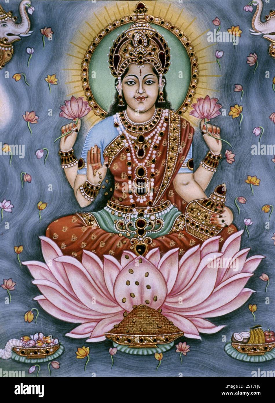 Goddess Lakshmi miniature painting on paper Stock Photo - Alamy