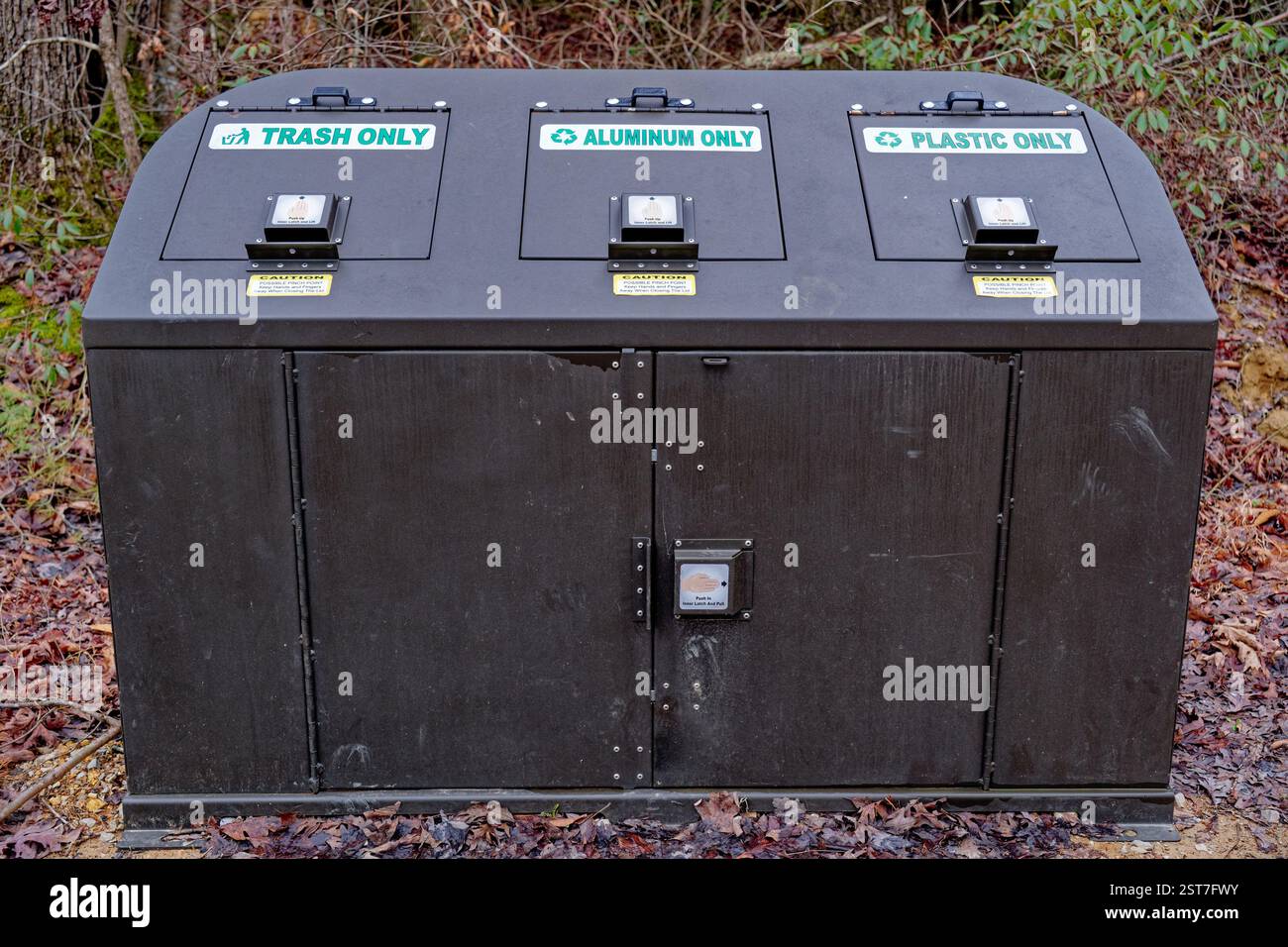 A large trash and recycling metal container made to be bear and other ...
