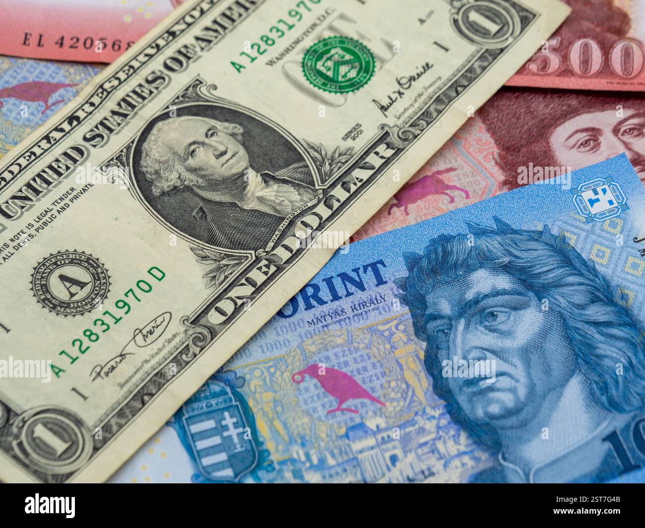 stack of Hungarian forint banknotes and one dollar Stock Photo - Alamy