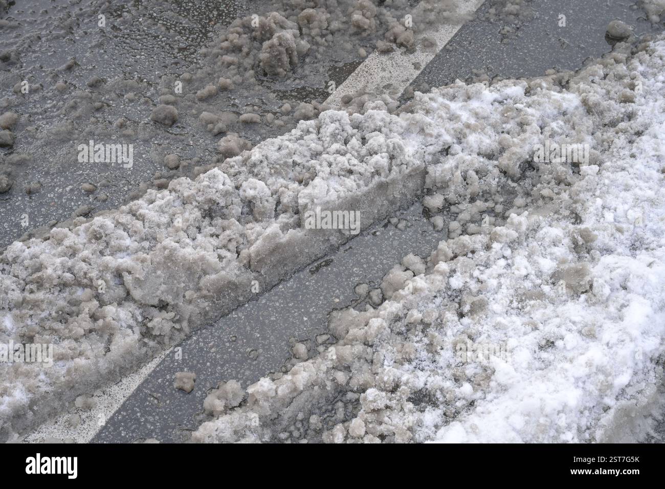 Snow and slush, street in Berlin, Germany, Europe Stock Photo - Alamy