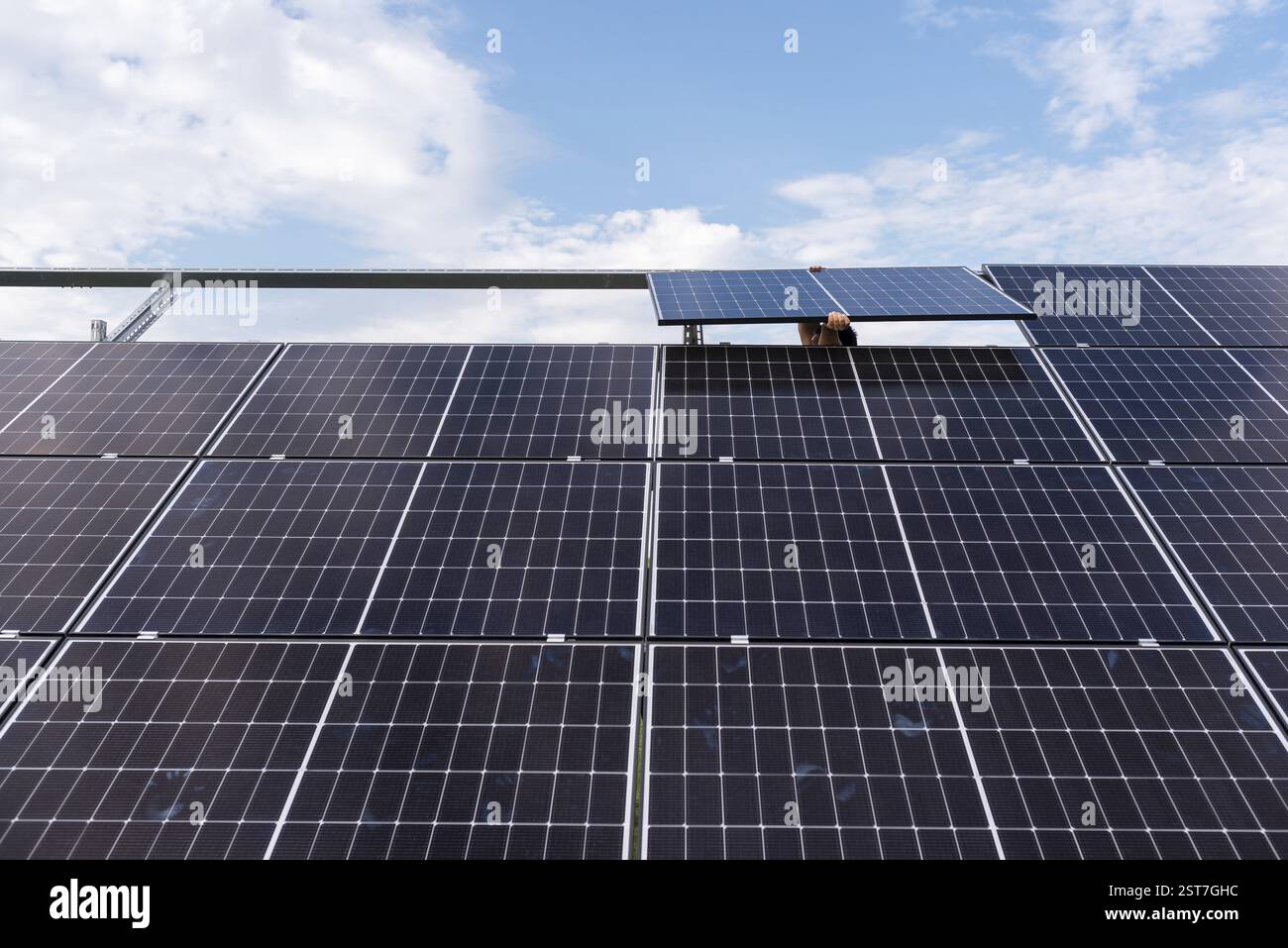 Photovoltaic panels during installation on the ground Stock Photo - Alamy