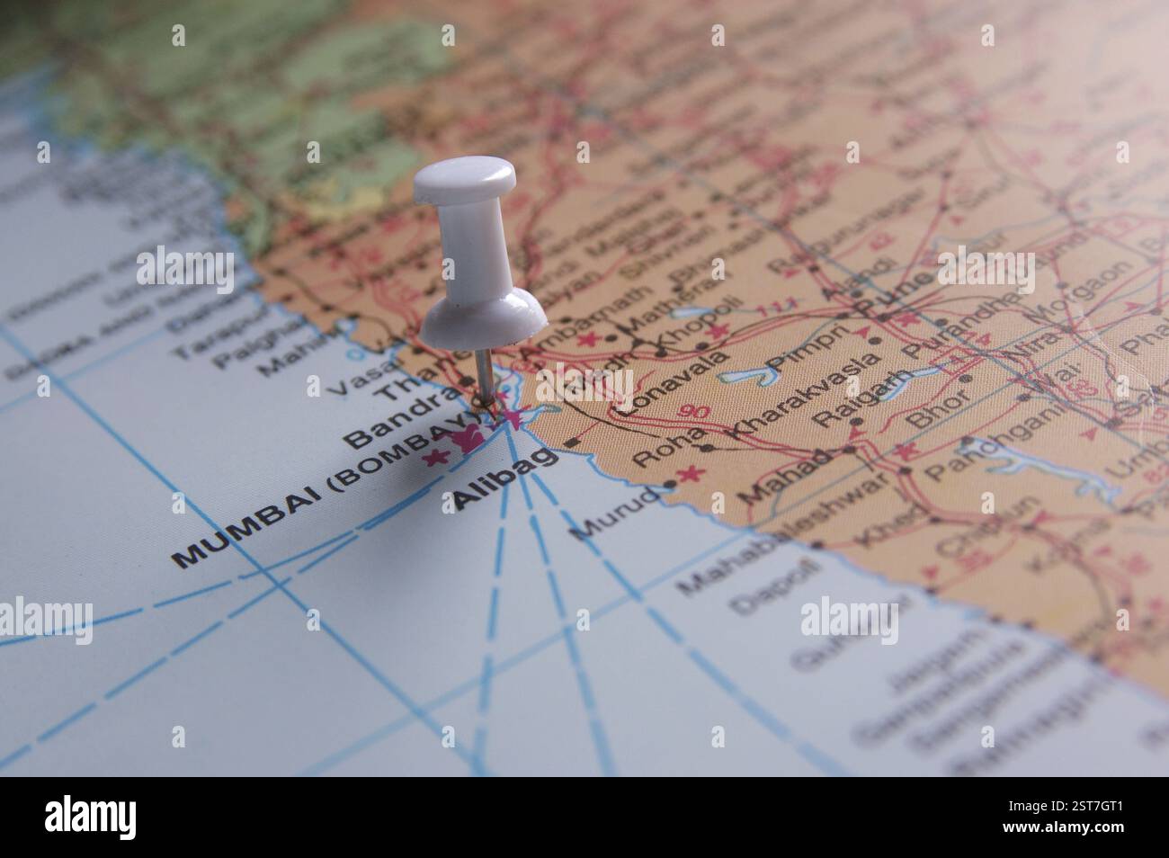 Map of India, Spotted Bombay now Mumbai Capital of Maharashtra by White ...