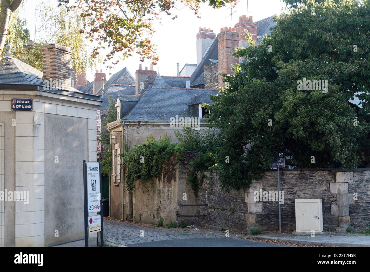 Quiet street in the city centre of Anger, France, during the early ...