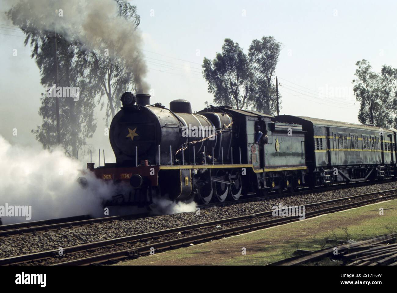 Trains Railways, train running on steam engine, india Stock Photo - Alamy