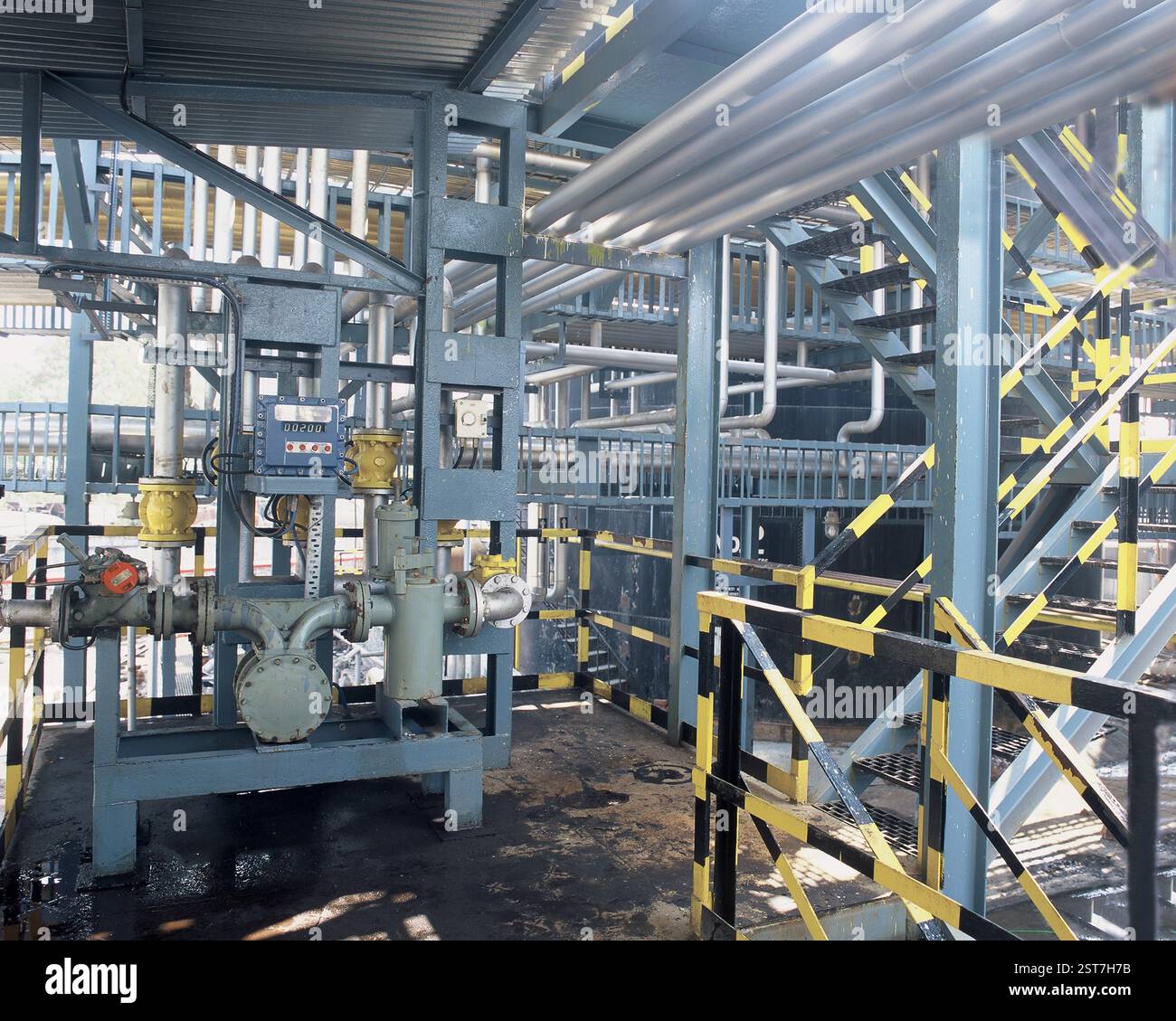 Indian Industry petrochemical factory showing pipe lines with meter ...