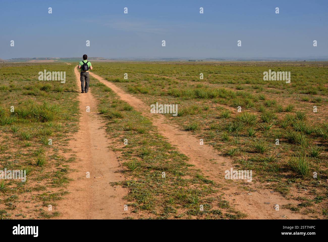 A solitary man walking along a path in Timoneda d'Alfes that disappears ...