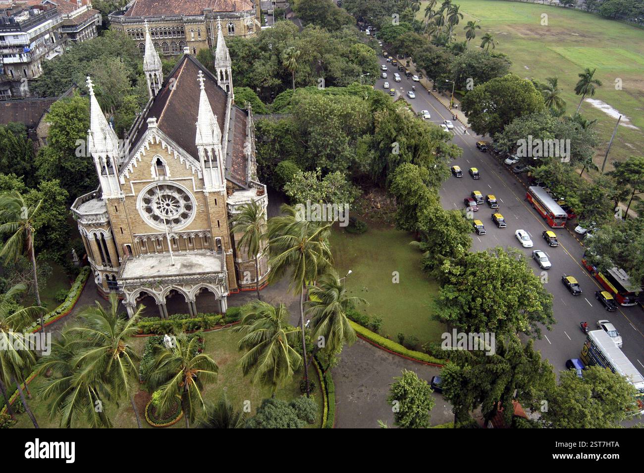 Aerial view of Convocation Hall of Mumbai University and to right is Oval Maidan in Bombay now ...