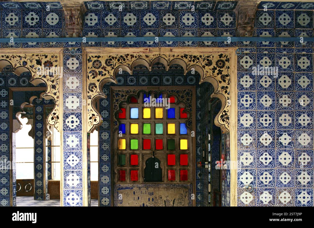 Interior of Chini Mahal, City palace, Udaipur, Rajasthan, India, Asia ...