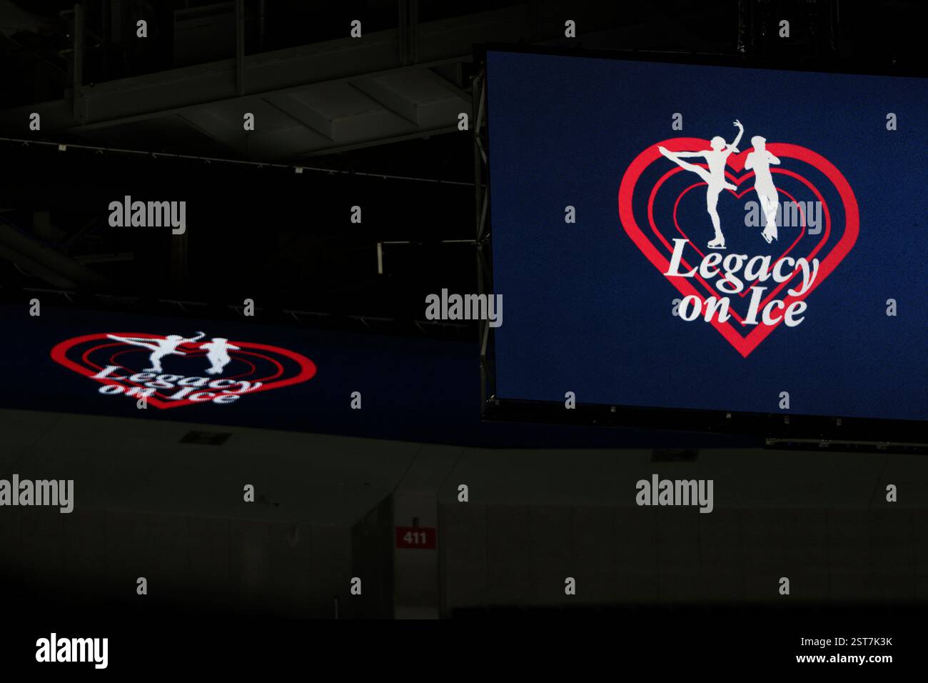 The logo for the Legacy on Ice skating event, organized to honor figure ...