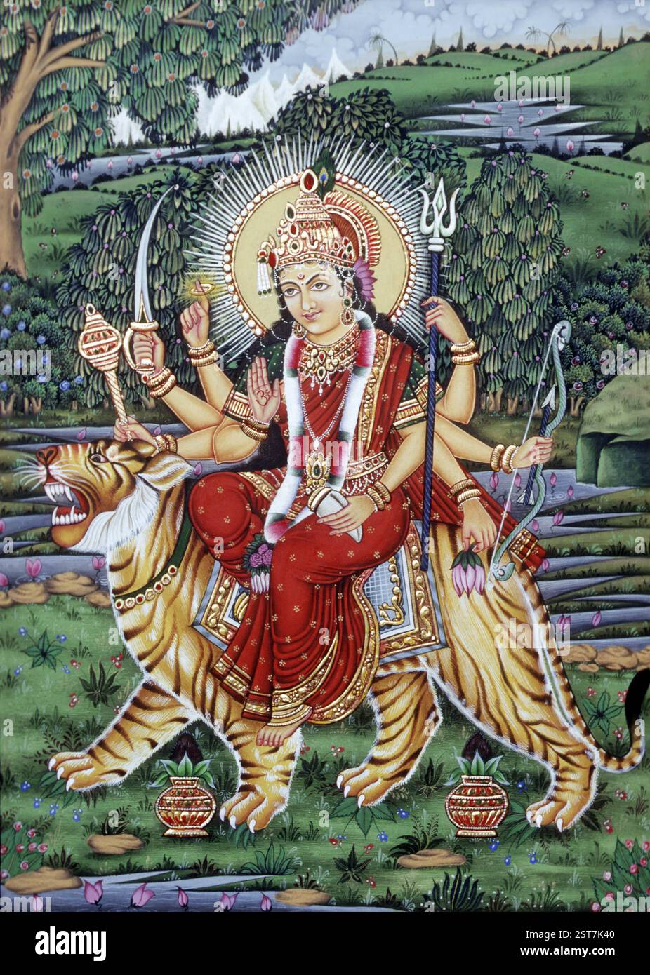 Goddess Durga miniature painting Stock Photo - Alamy