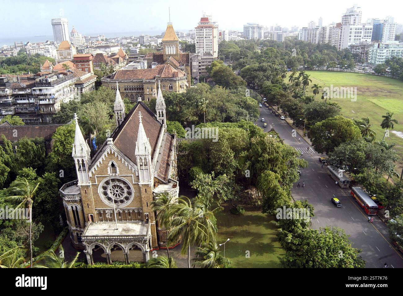 Aerial view of Convocation Hall of Mumbai University and to right is Oval Maidan in Bombay now ...