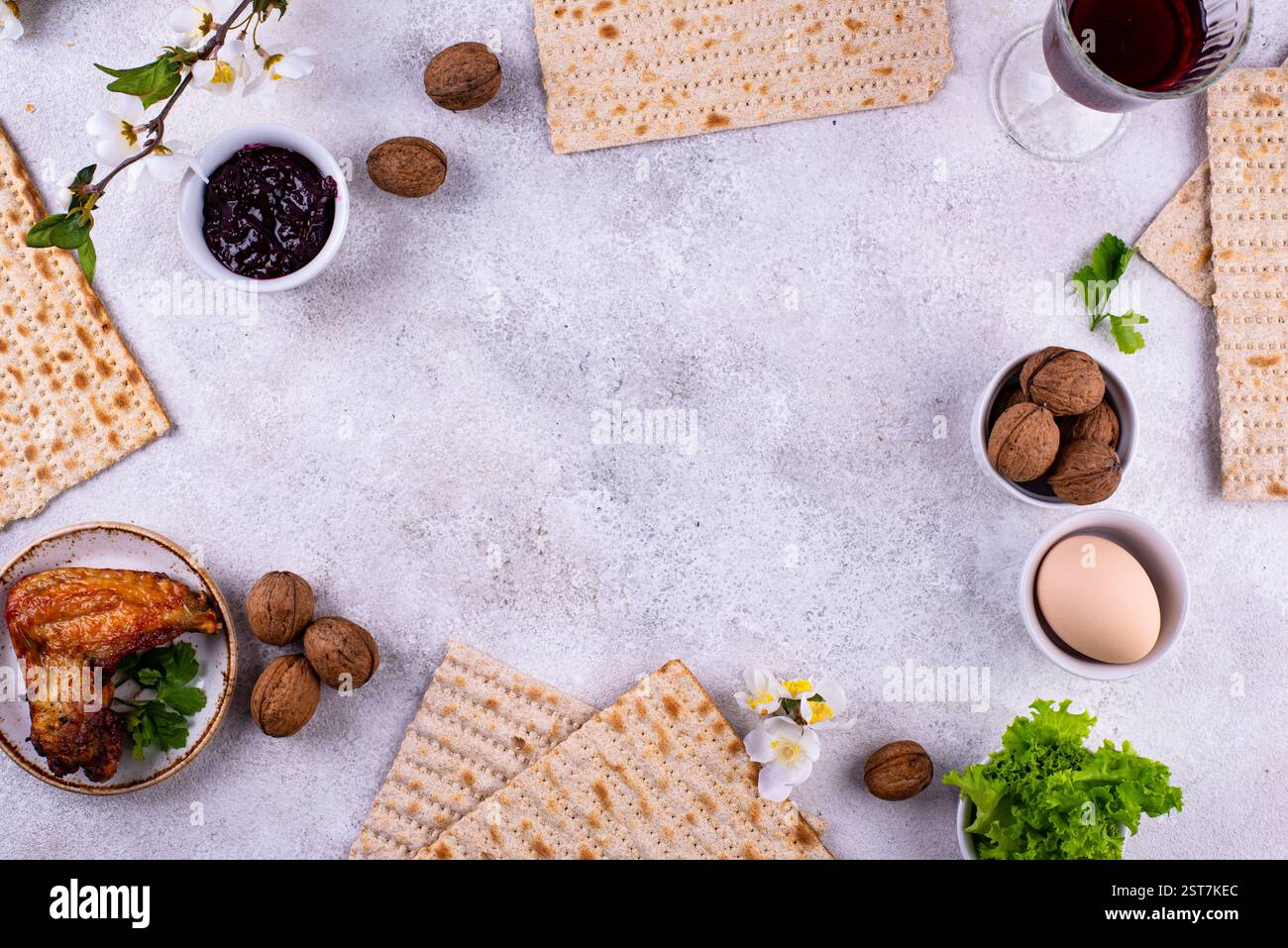 Traditional Passover Seder plate with symbolic foods. Symbolic of ...
