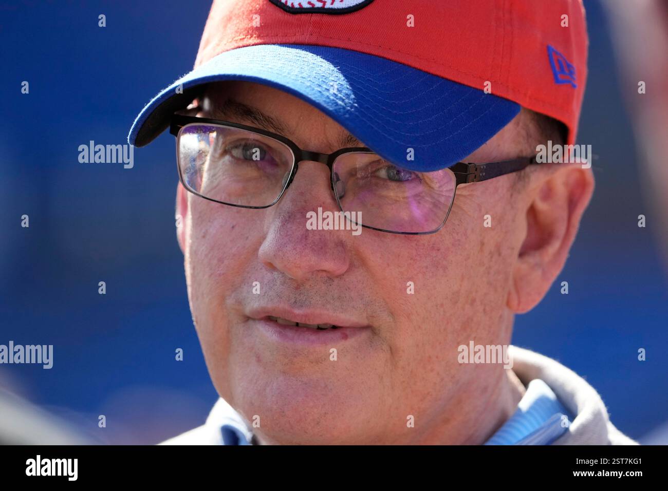 New York Mets owner Steve Cohen talks to the media during a spring ...