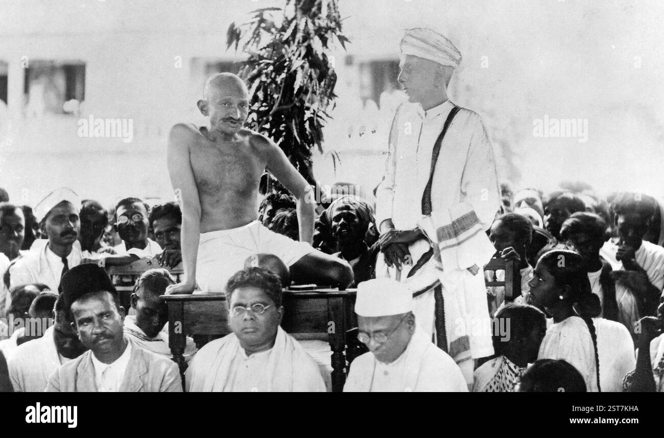 Mahatma ma Gandhi at a public meeting in Chennai, Tamil Nadu, India ...