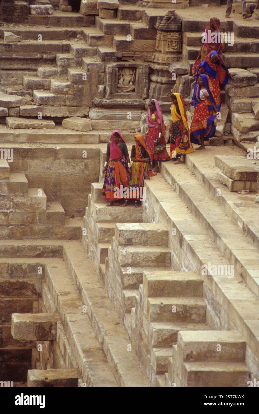 Woman women On the steps of surya kund, sun temple, modhera, Gujarat ...