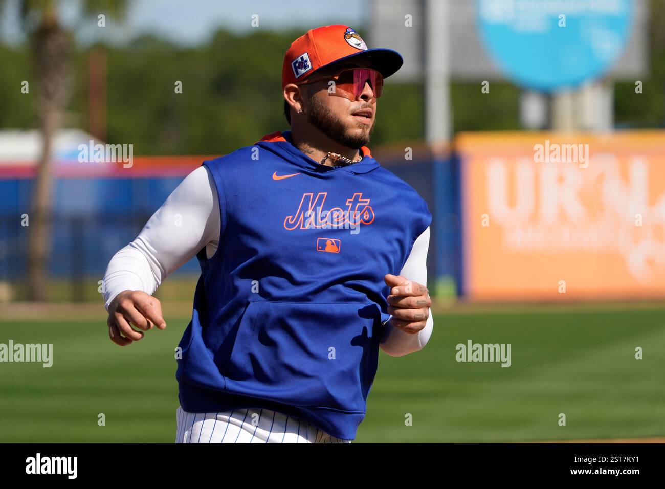 New York Mets' Francisco Alvarez takes part in a drill during a spring ...