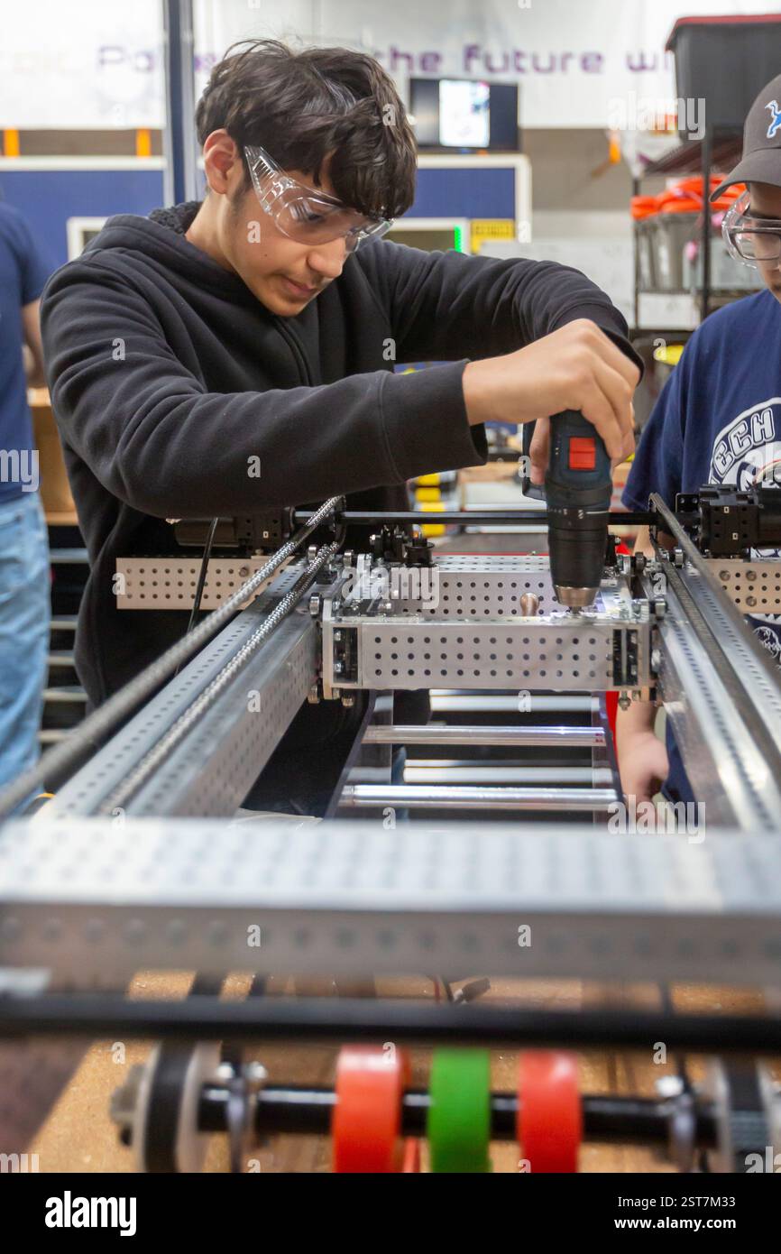 Detroit, Michigan - High school students build robots at the Detroit ...