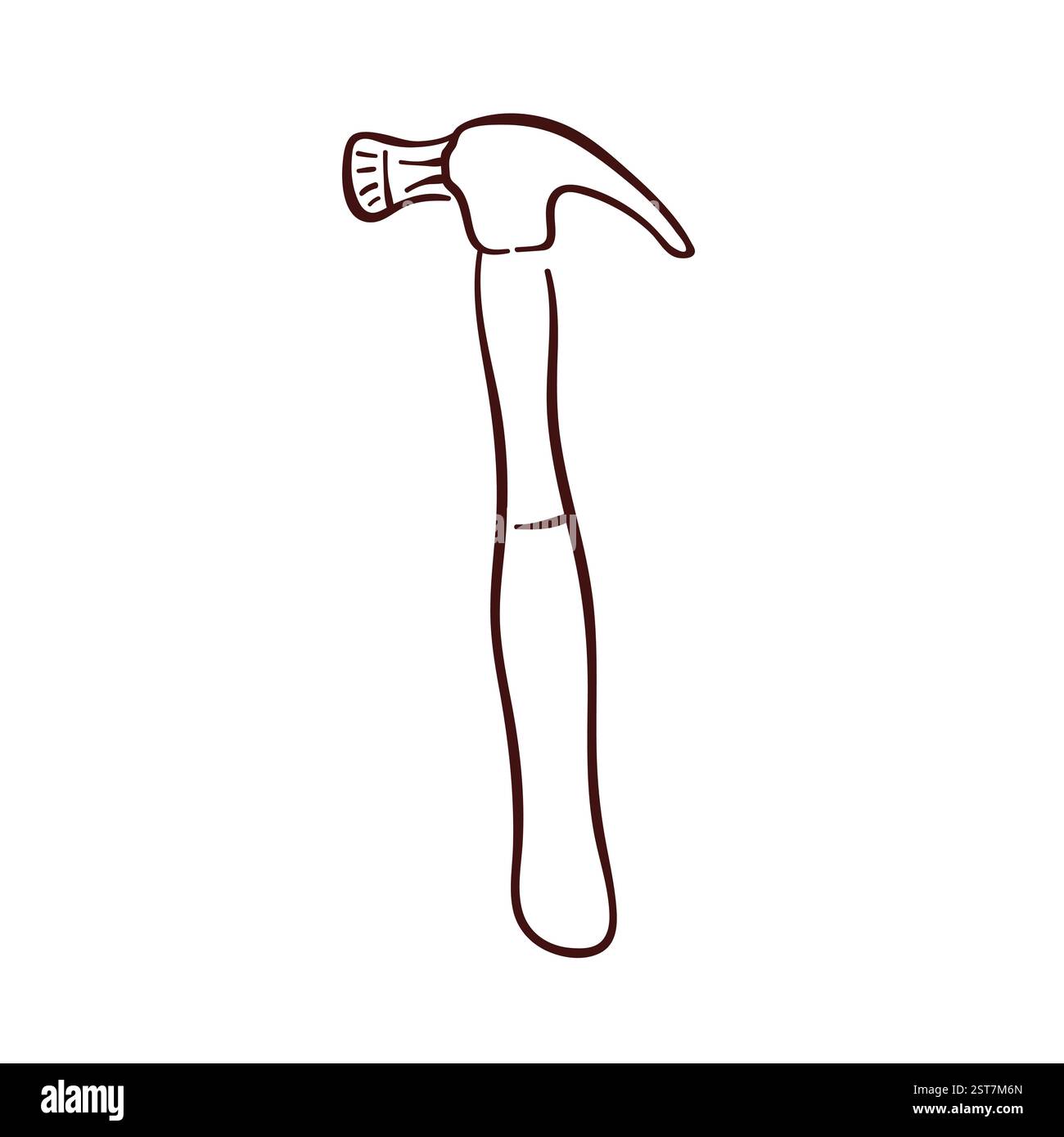 Hammer icon in doodle style. Repair tool logo in line art style for ...