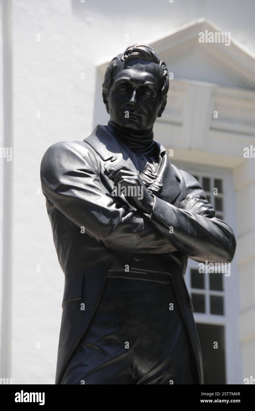 Sir Stamford Raffles A statue of Sir Stamford Raffles (born July 6, 1781, at sea, off Port ...