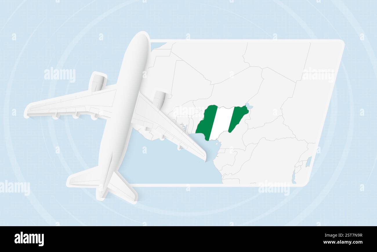 Nigeria Travel Illustration with Plane and National Flag. Ideal for ...