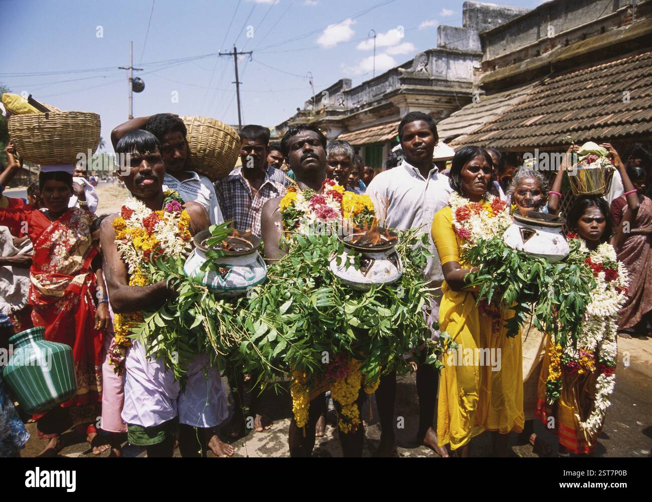 Villagers holding fire pots, Tamil Nadu, India, Asia Stock Photo - Alamy
