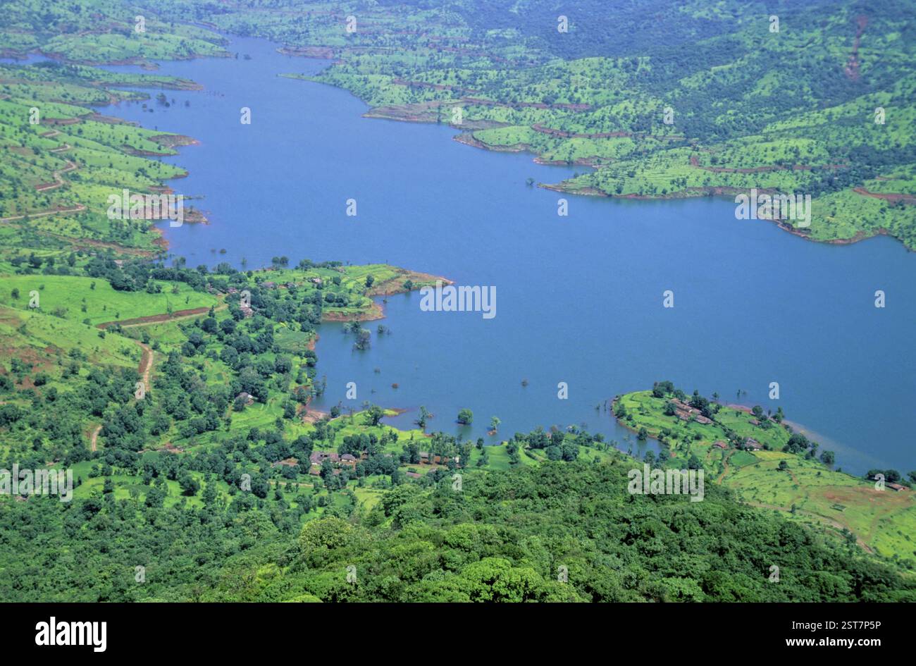 Aerial view of krishna river, mahabaleshwar, maharashtra, india Stock ...