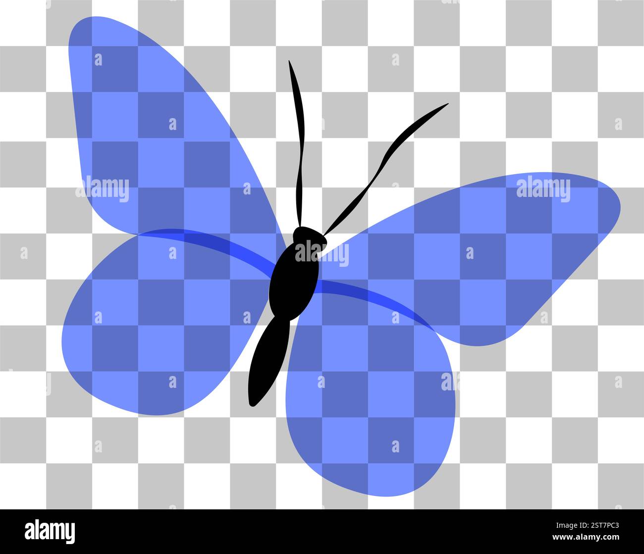 Bright blue butterfly illustration against a transparent background ...
