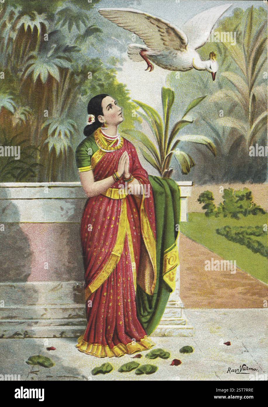 The bird Hansha goes and extols to Damayanti all about Nala, when she ...