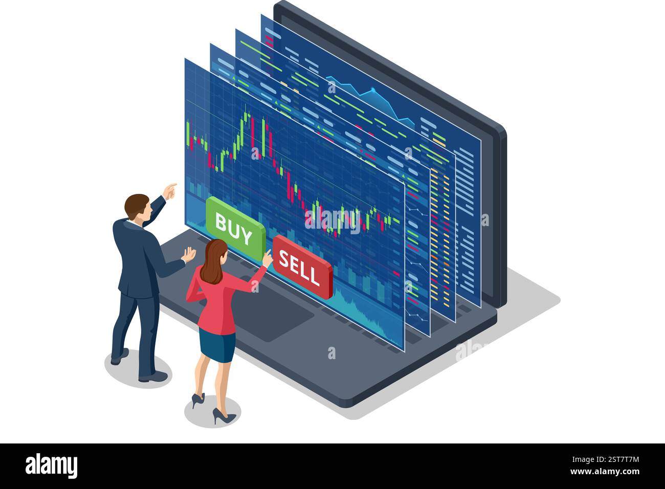 Isometric vector of traders interacting with a large digital financial ...