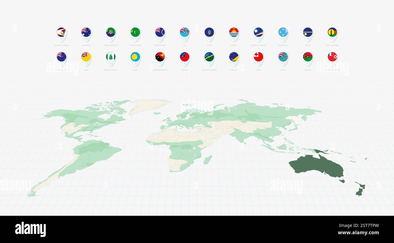 Oceanian Flags Collection, Blue pin icon design. Minimalist Oceanian ...