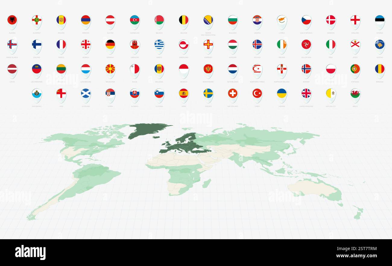 European Flags Collection, Blue pin icon design. Minimalist European ...