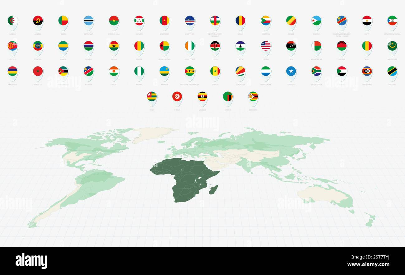 African Flags Collection, Blue pin icon design. Minimalist African ...