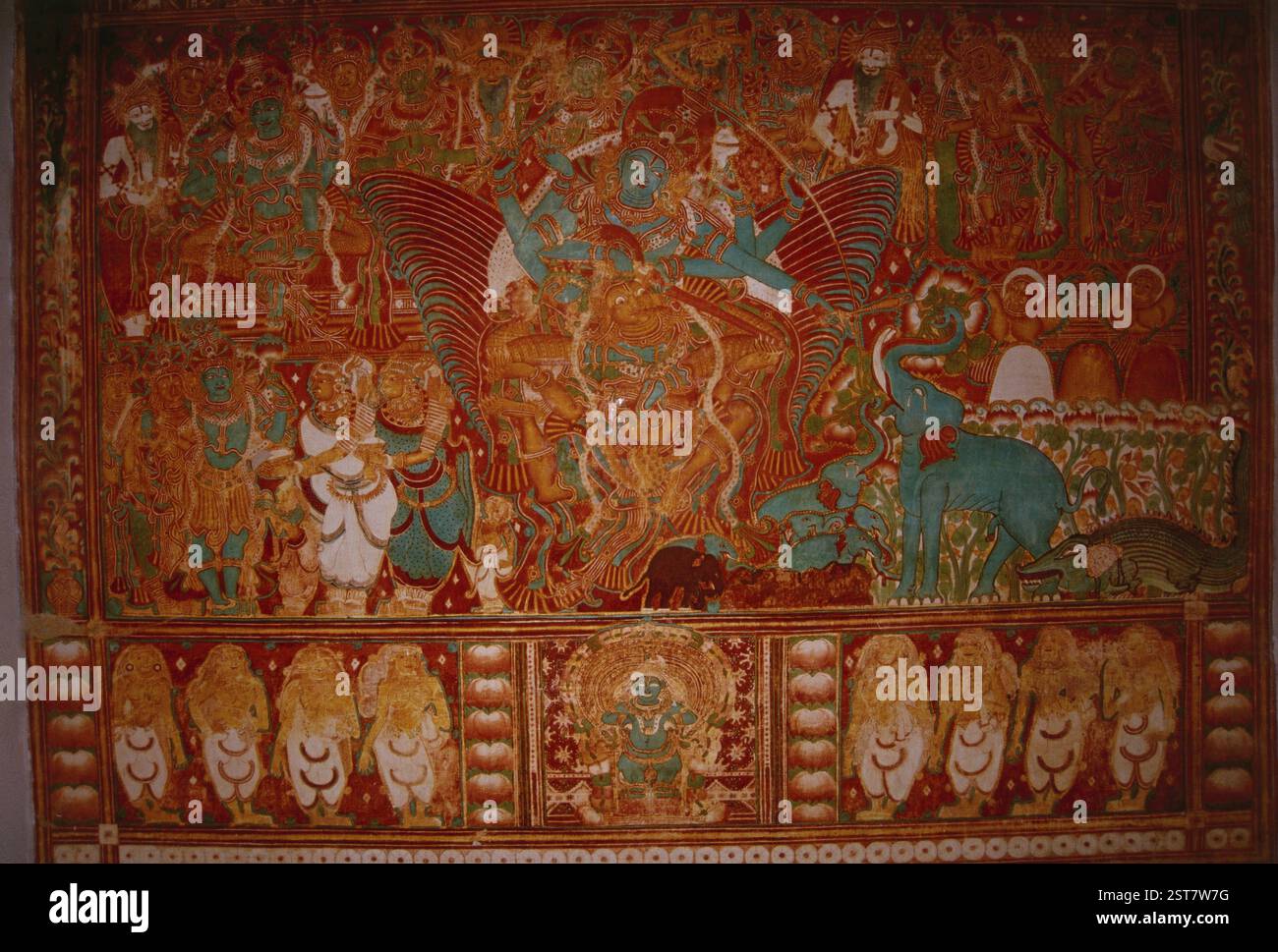 18 th century Gajendra Moksha Mural in krishnapuram palace, kayamkulam ...