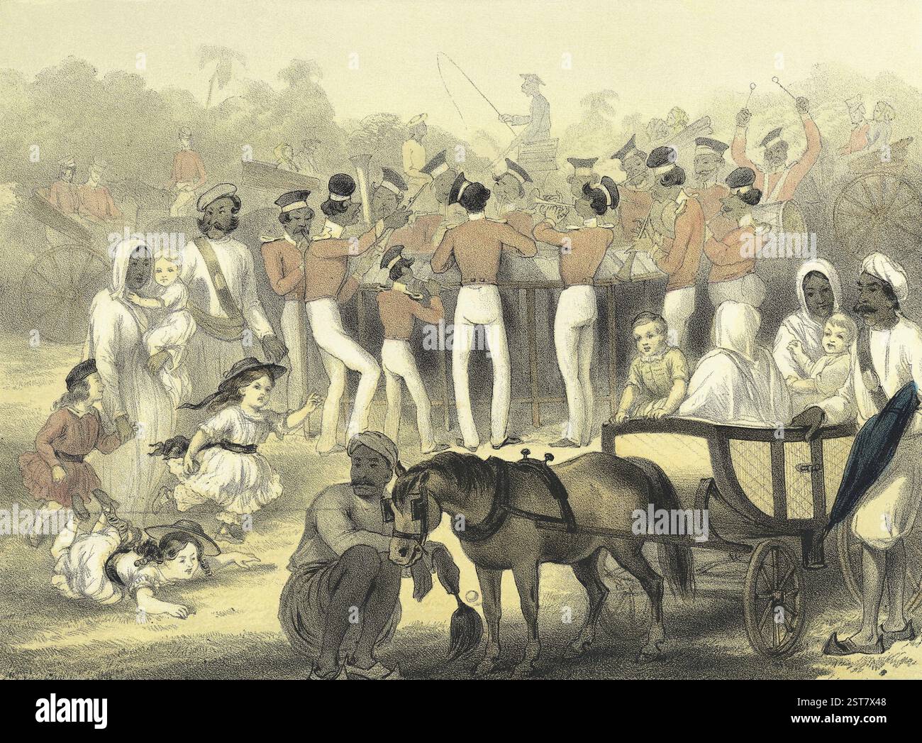 Illustration Lithograph Woodcut of Life in India During British Rule ...