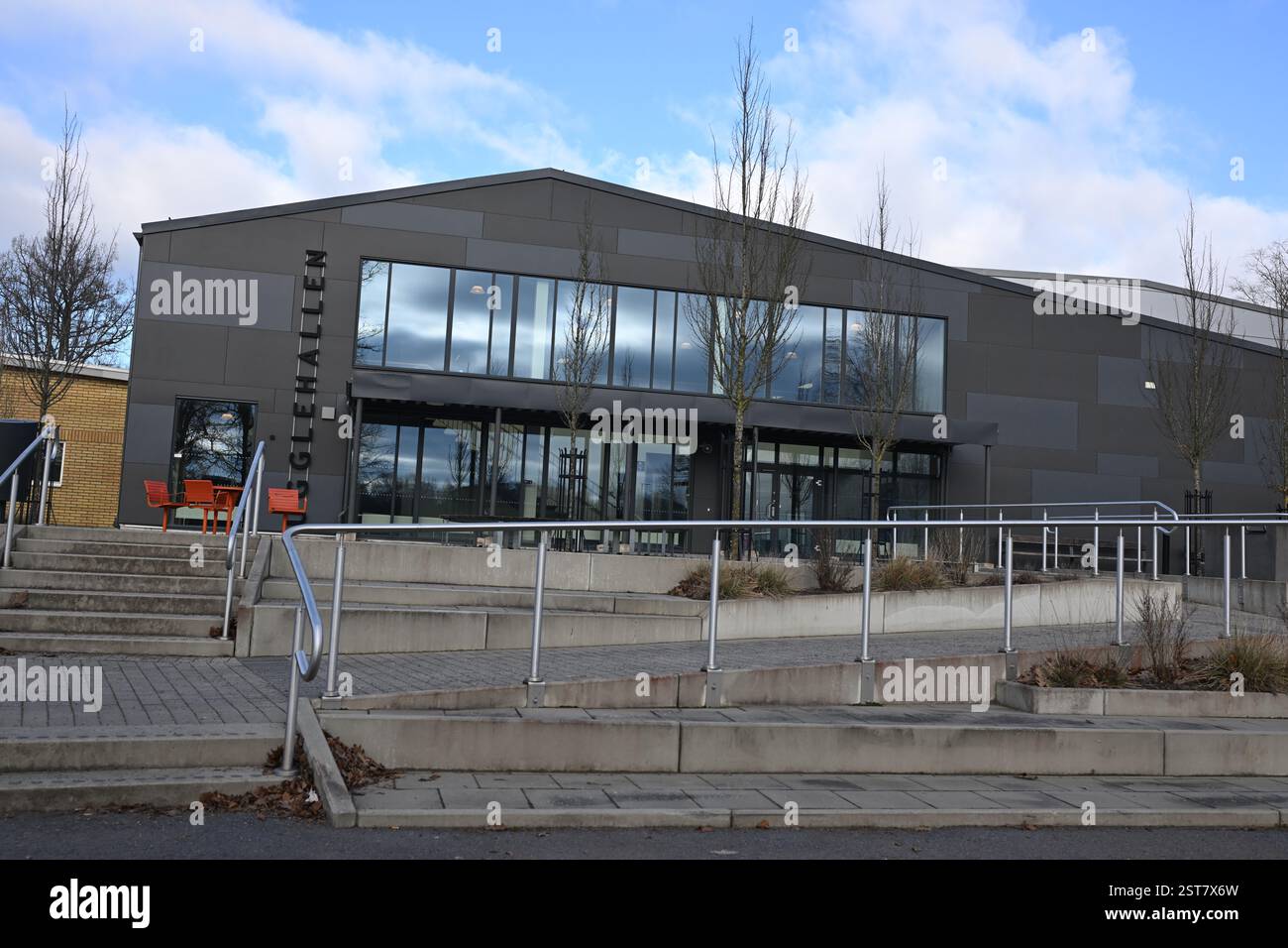 Perstorp, Skåne, Sweden. February 11 2025. Ugglebadet exterior Stock ...