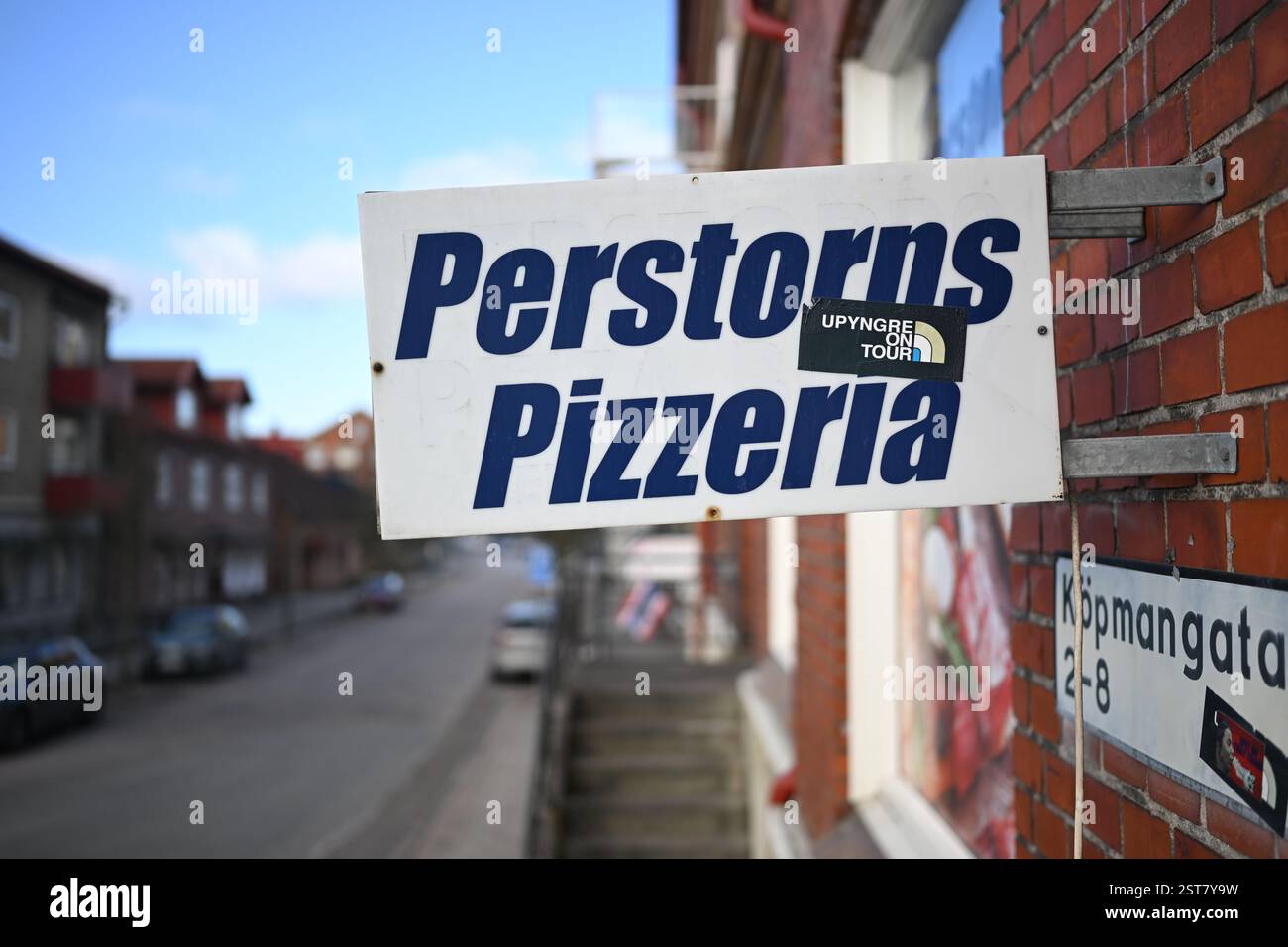 Perstorp, Skåne, Sweden. February 11 2025. Perstorp pizzeria signage ...