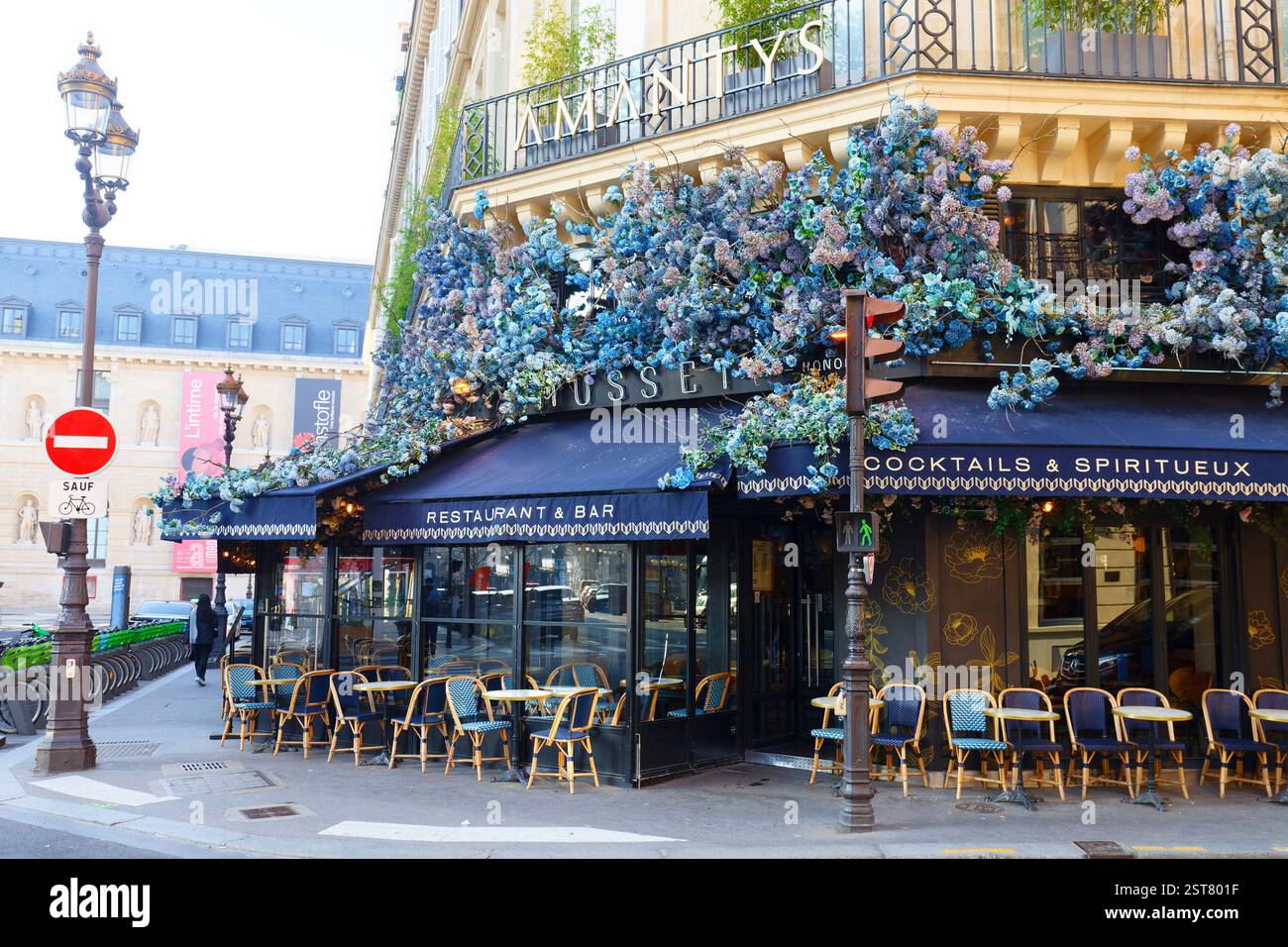 February 16, 2025. Restaurant bar Le Musset, located on Rue Saint-Honor ...