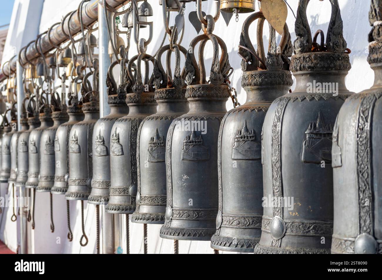 Devotional bells at Wat Saket or The Golden Mount Temple, Bangkok ...