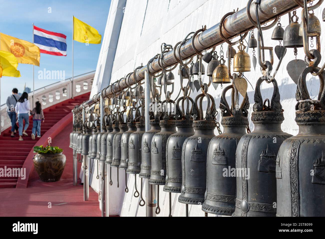 Devotional bells at Wat Saket or The Golden Mount Temple, Bangkok ...