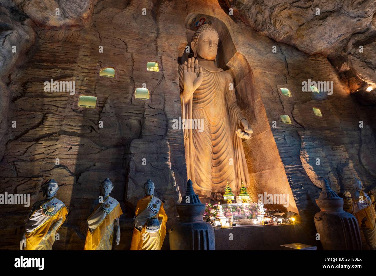 Replica Bamiyan Buddha image in specially built cave museum, Wat Saket ...