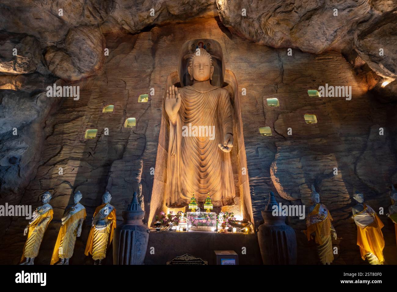 Replica Bamiyan Buddha image in specially built cave museum, Wat Saket ...