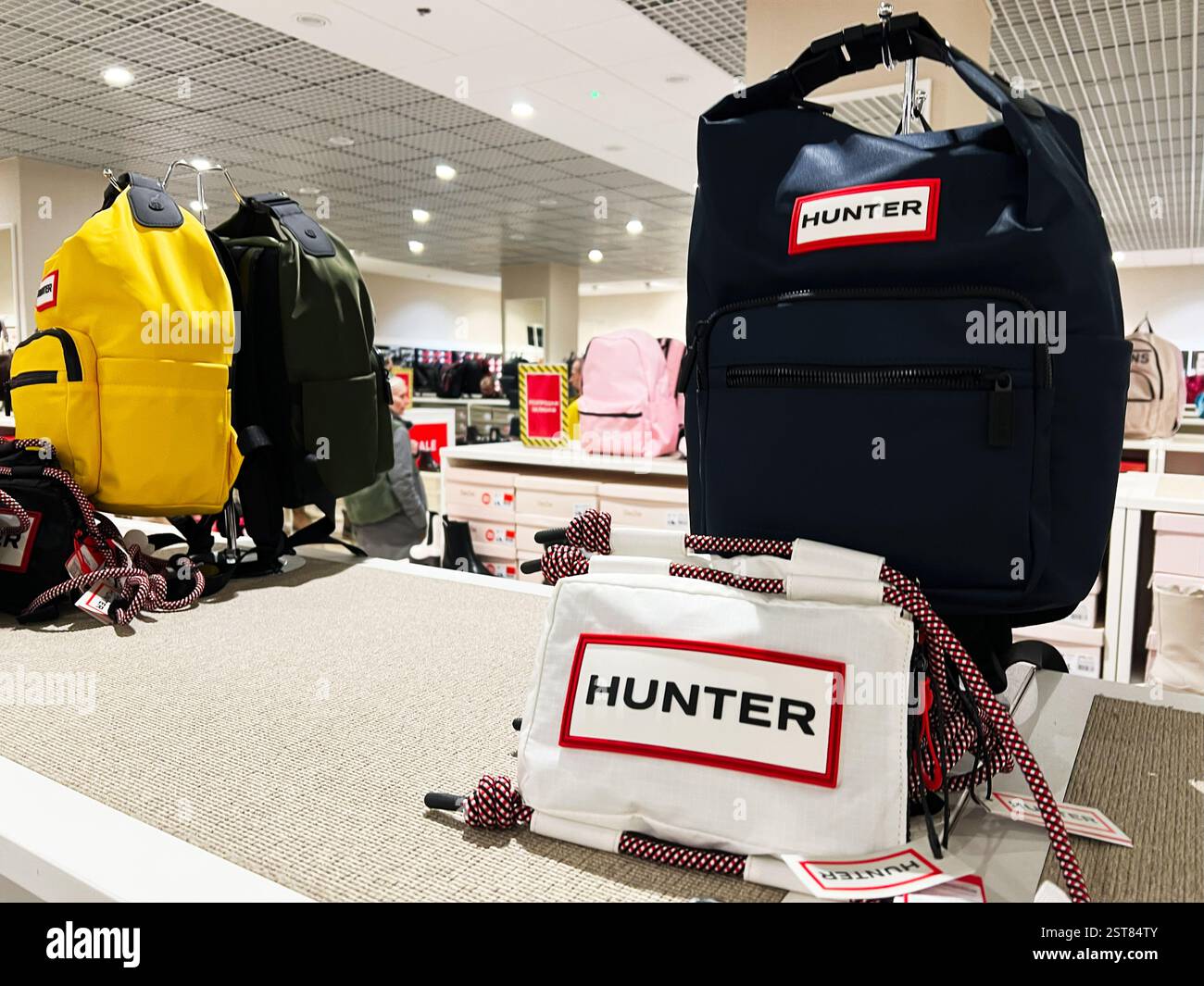 Lviv, Ukraine - February 16, 2025: Stylish and durable Hunter backpacks ...