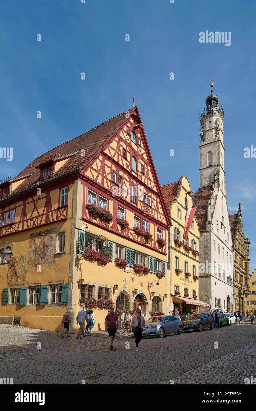 historic buildings in the picturesque old town of Rothenburg ob der ...