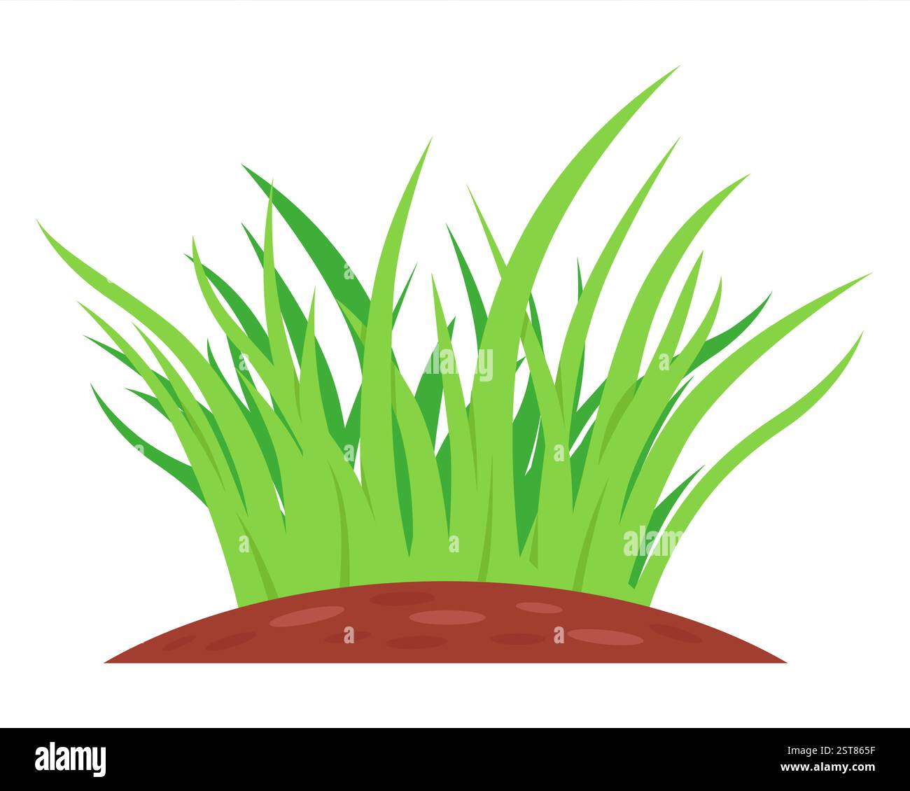 small bush of green grass growing from the ground. flat illustration ...