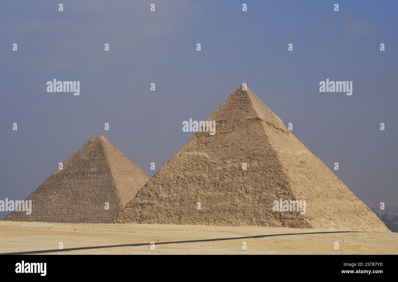 Pyramid of Chephren. On the left, the Great Pyramid of Giza. Giza ...